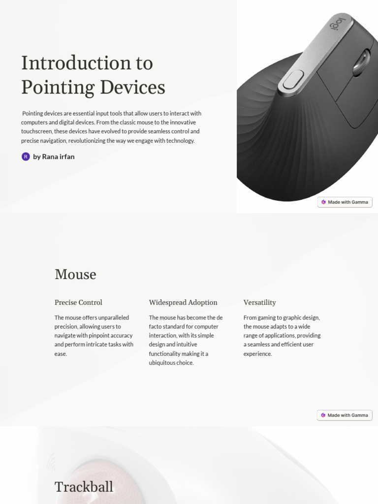 Introduction To Pointing Devices | PDF | Touchscreen | Computing
