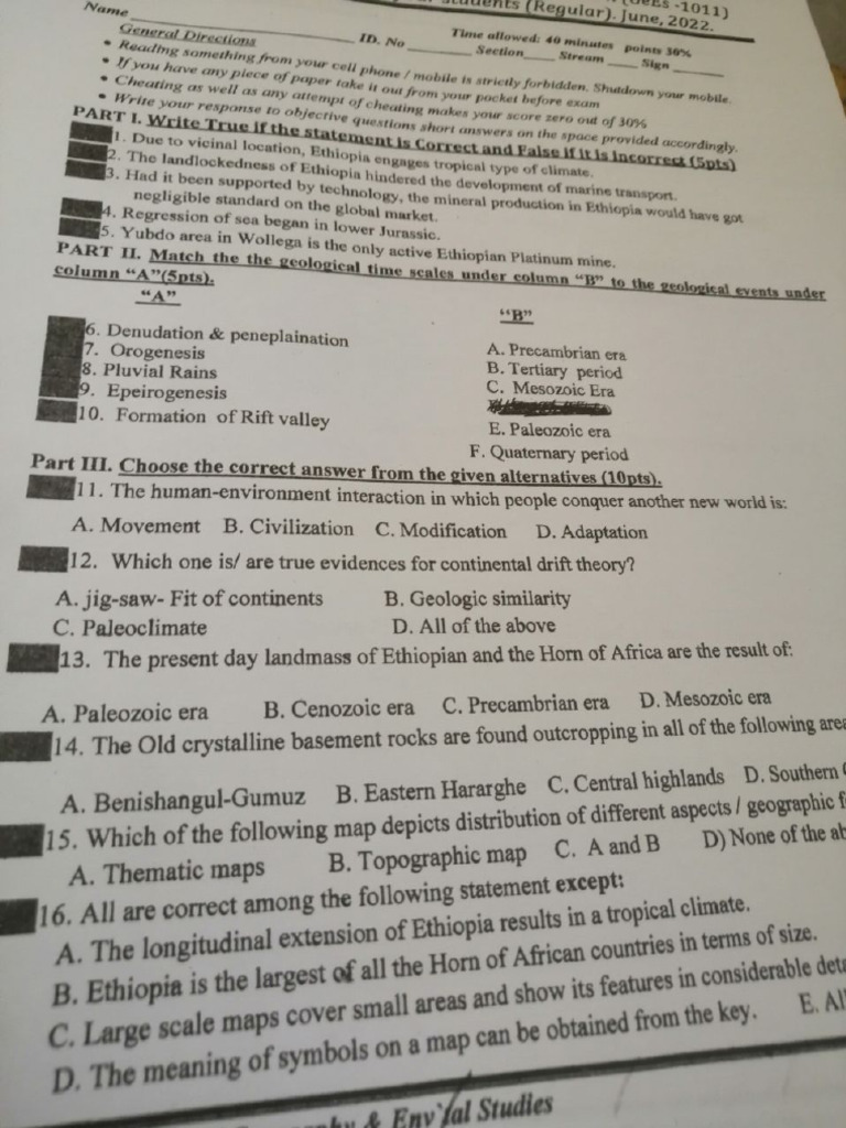 Geography Midterm Exam 20 (MeU) | PDF
