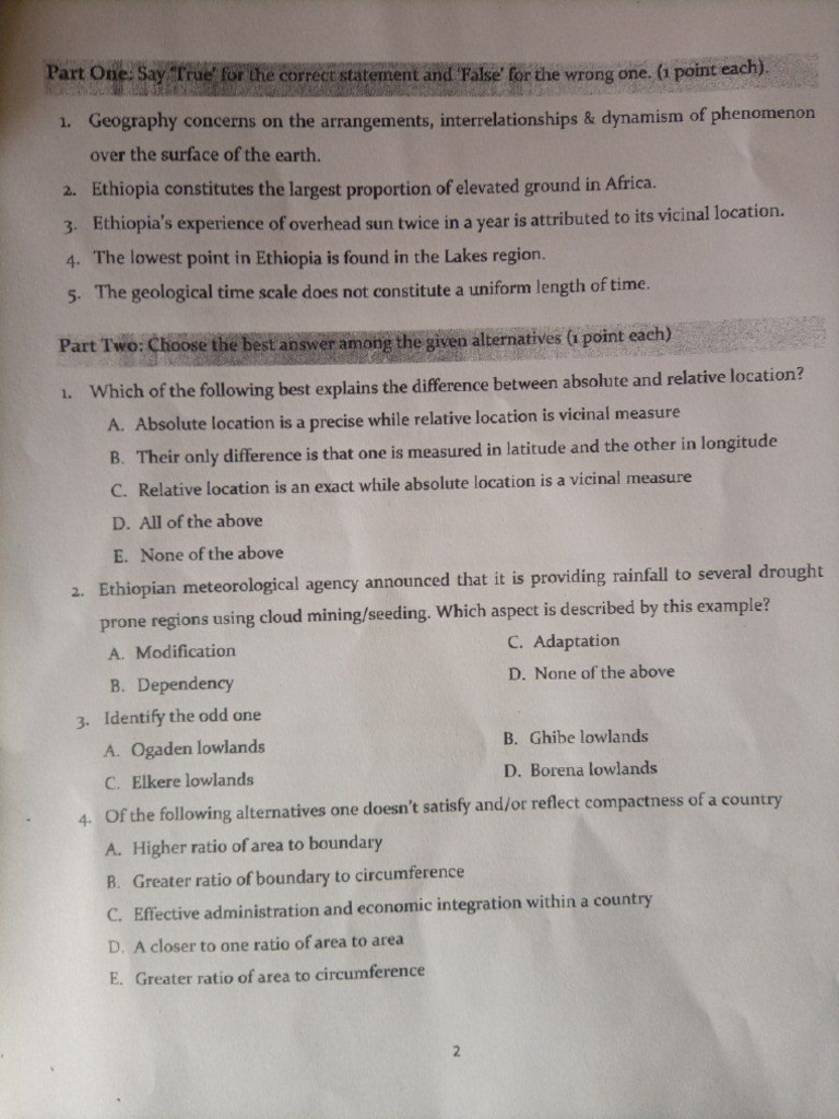 Geography Midterm Exam 21 (HmU) | PDF