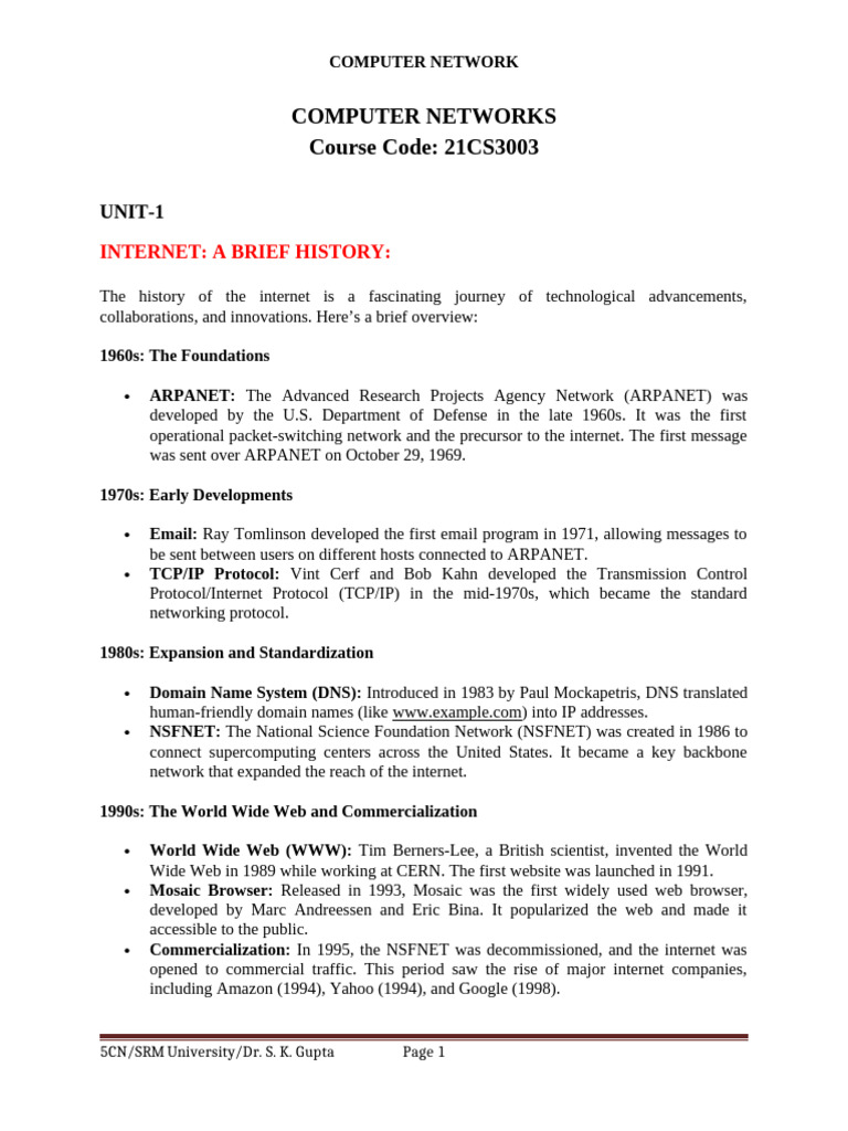 Unit 1 Computer Networks Notes Pdf Computer Network Osi Model 