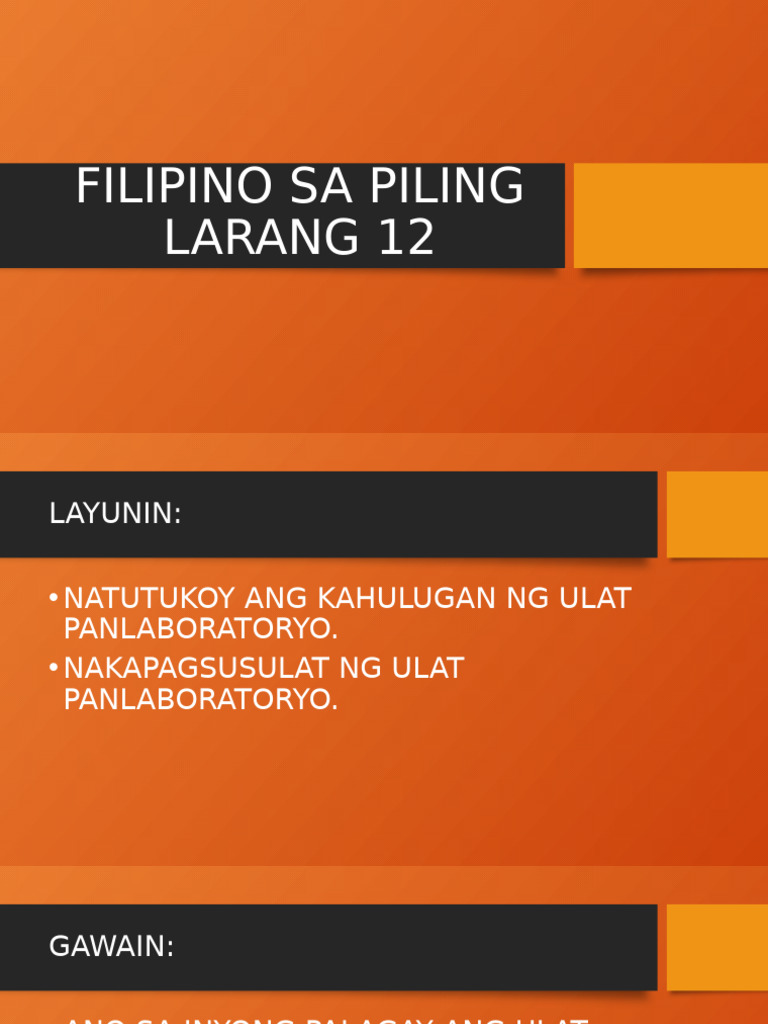 Filipino Sa Piling Larang Ulat Panlaboratoryo | PDF