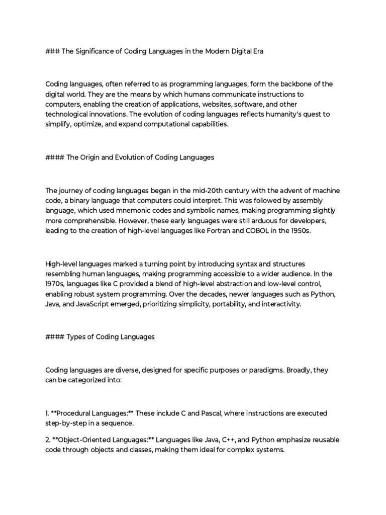 The Significance of Coding Lanaguage | PDF | Computer Programming ...