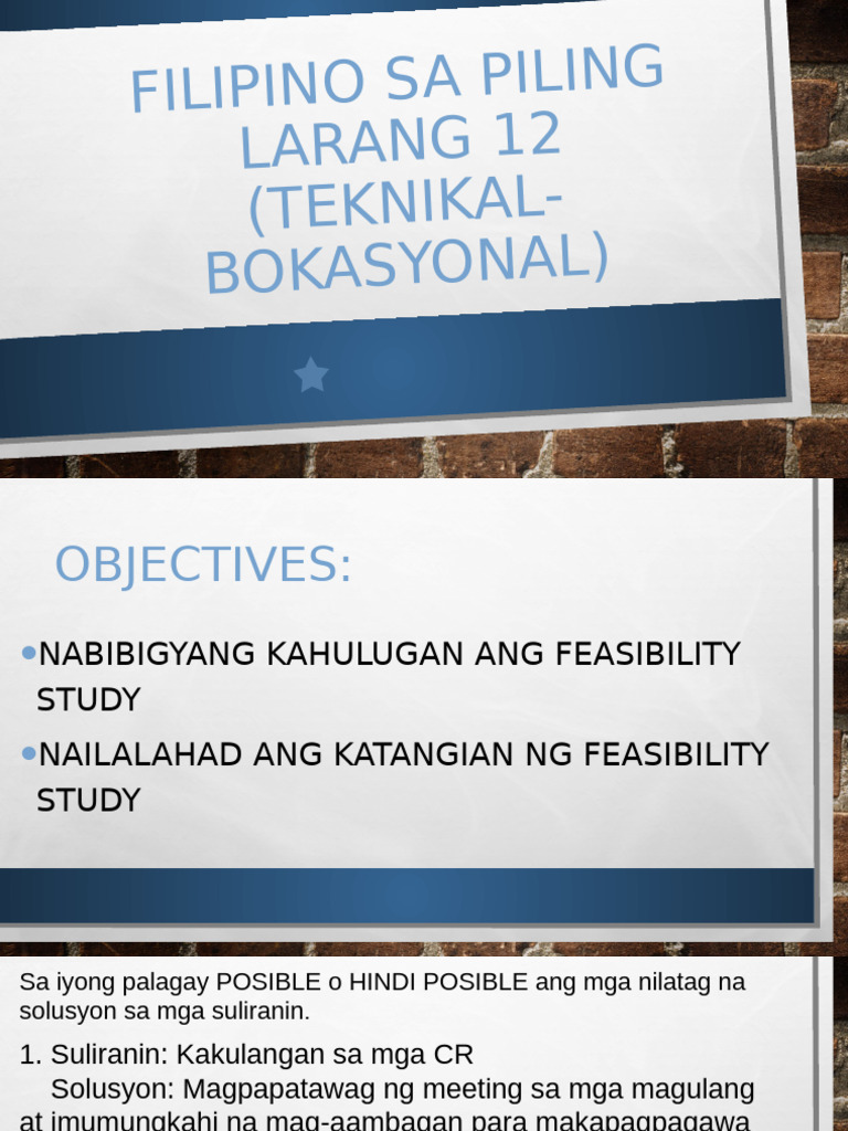 Filipino Sa Piling Larang 12 - FEASIBILITY STUDY | PDF