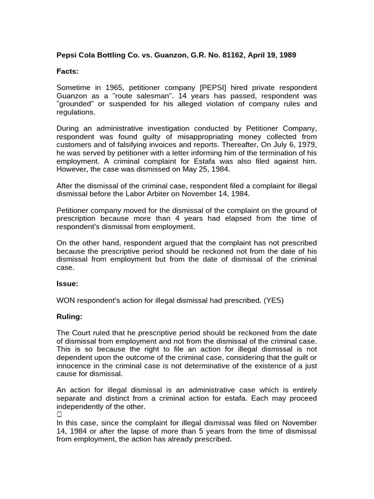 Pepsi Cola Bottling Co | PDF