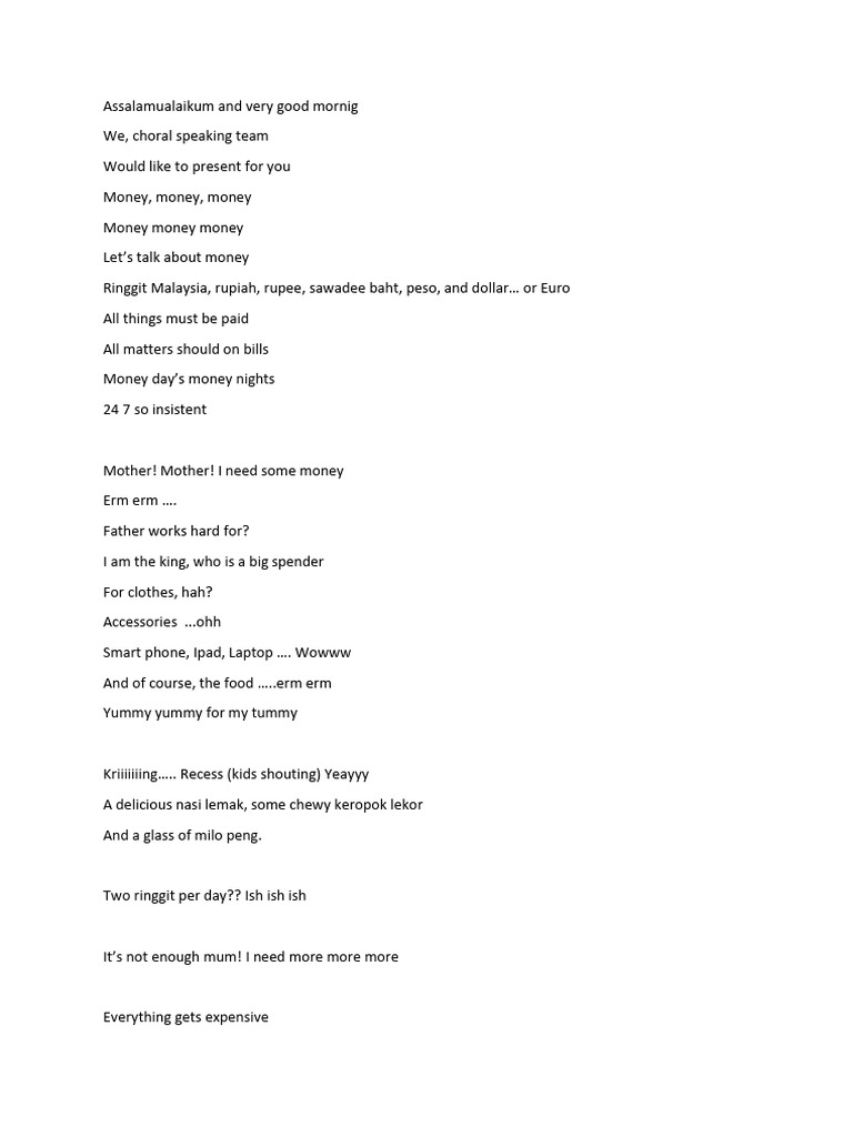 Choral Speaking Bukit Nanas Script | PDF