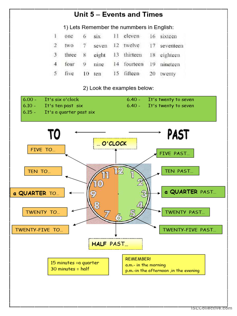 Events and Time - 2 Hour Lesson | PDF