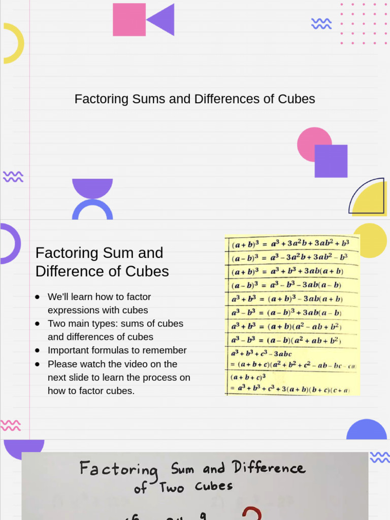Factoring Sums and Differences of Cubes | PDF