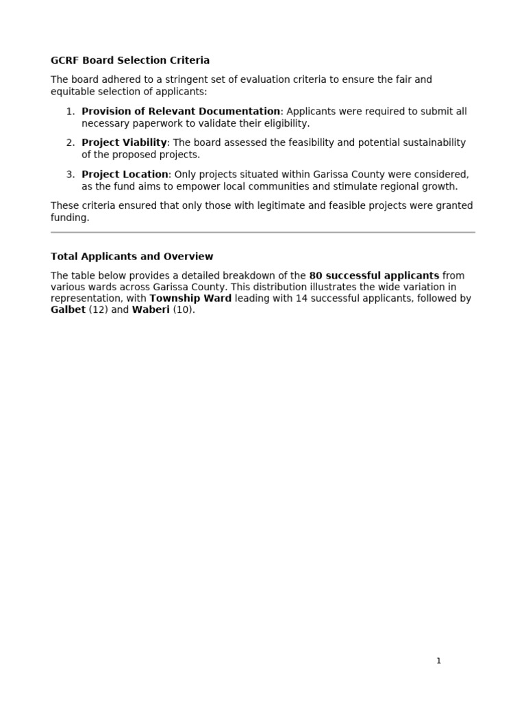 GCRF Board Selection Criteria | PDF