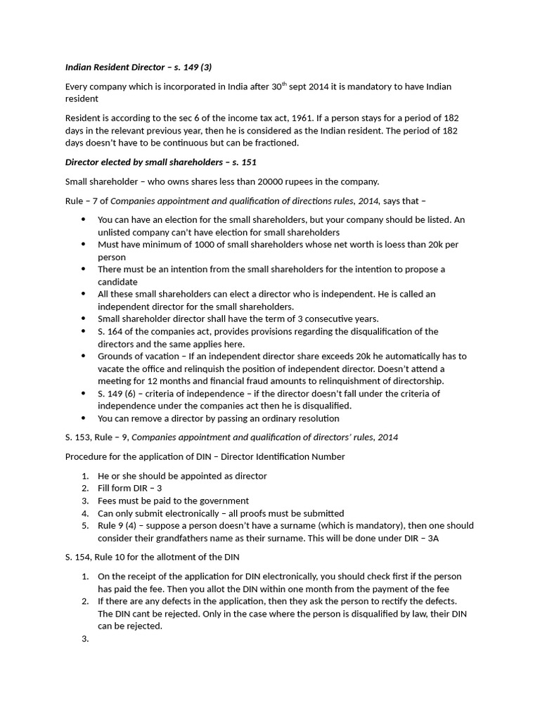 Indian Resident Director & DIN Guidelines | PDF | Taxes | Common Law