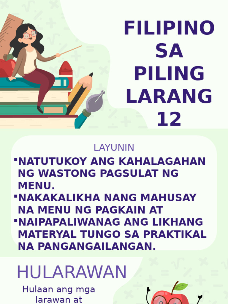 Filipino Q2 Week 1 Menu | PDF