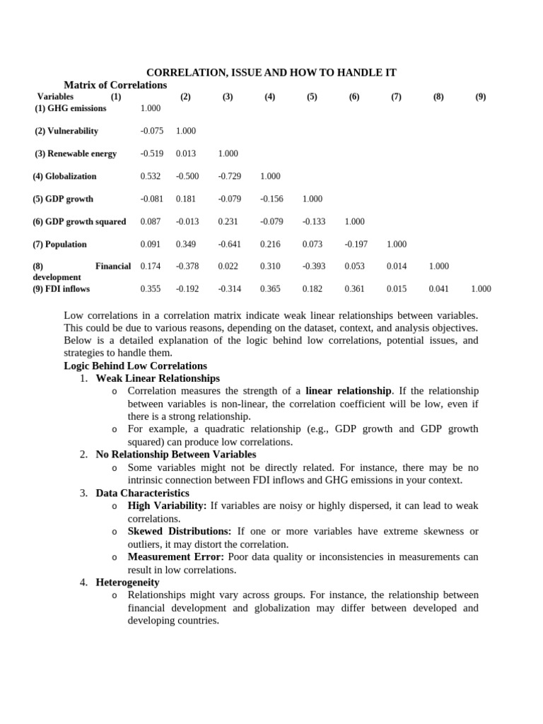 Correlation Issues | PDF | Dependent And Independent Variables | Multicollinearity