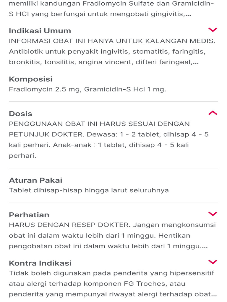 FG Troches 10 Tablet - Kegunaan, Efek Samping, Dosis Dan Aturan Pakai - Halodoc | PDF