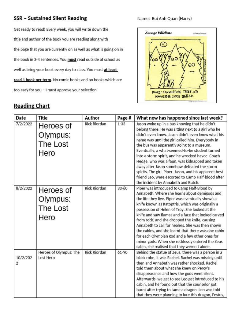 Reading Log | PDF | Rick Riordan