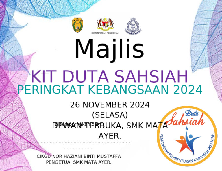 Majlis Peluncuran: Kit Duta Sahsiah | PDF