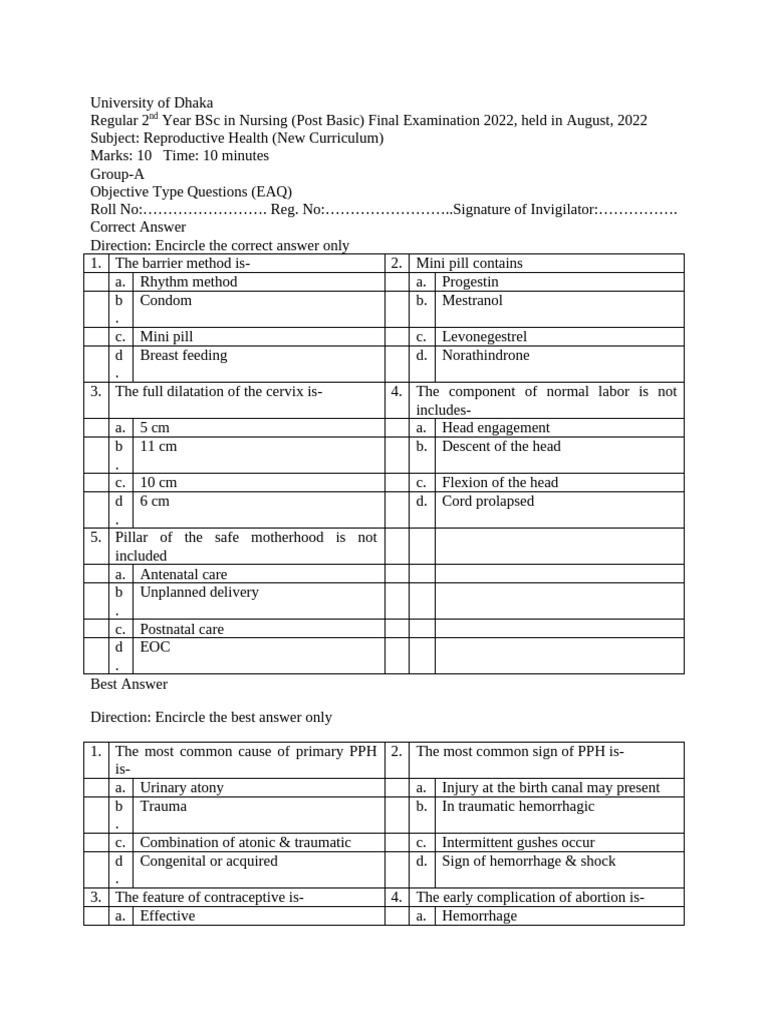 University of Dhaka (Post Basic Question) 20.04.2024 | PDF | Mental ...