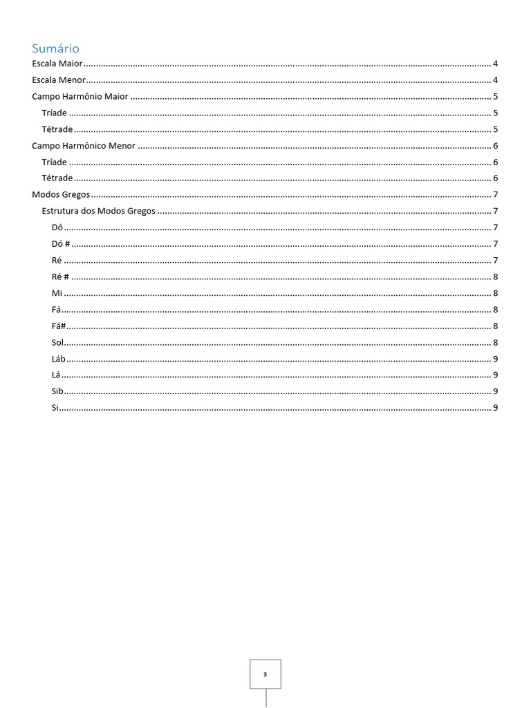 Tabelas | PDF | Escala (música) | Notas musicais