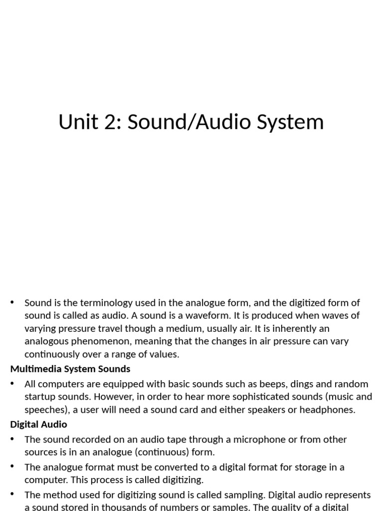 Unit 2 | PDF | Sampling (Signal Processing) | Digital Audio