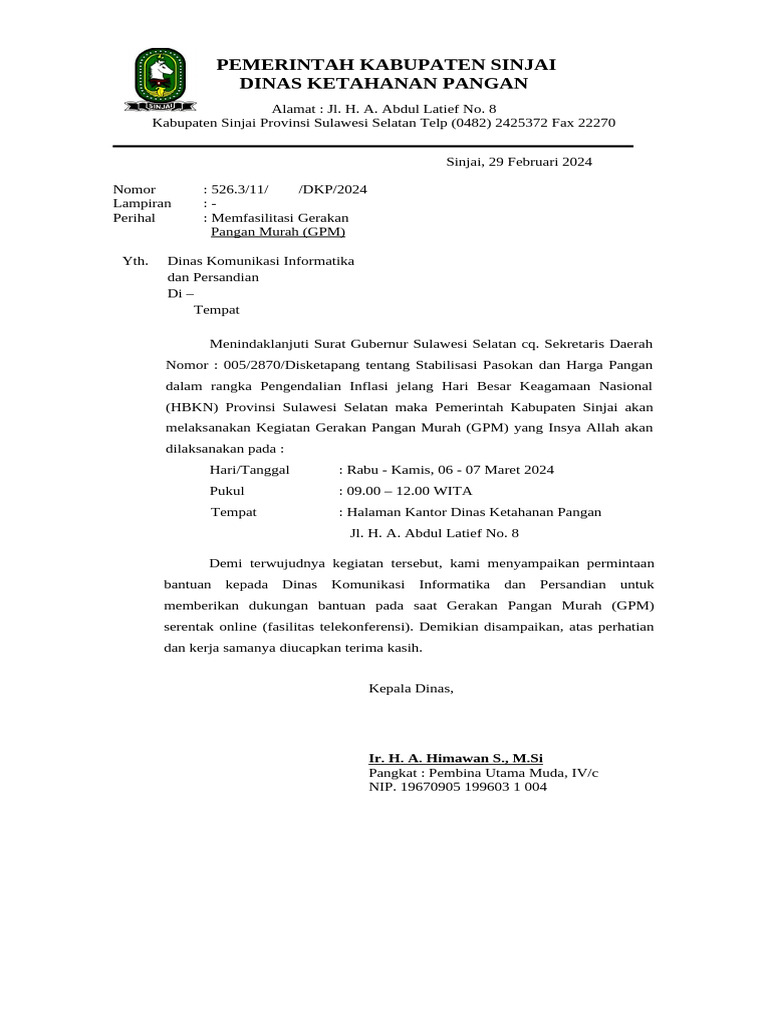 Gerakan Pangan Murah Sinjai 2024 | PDF