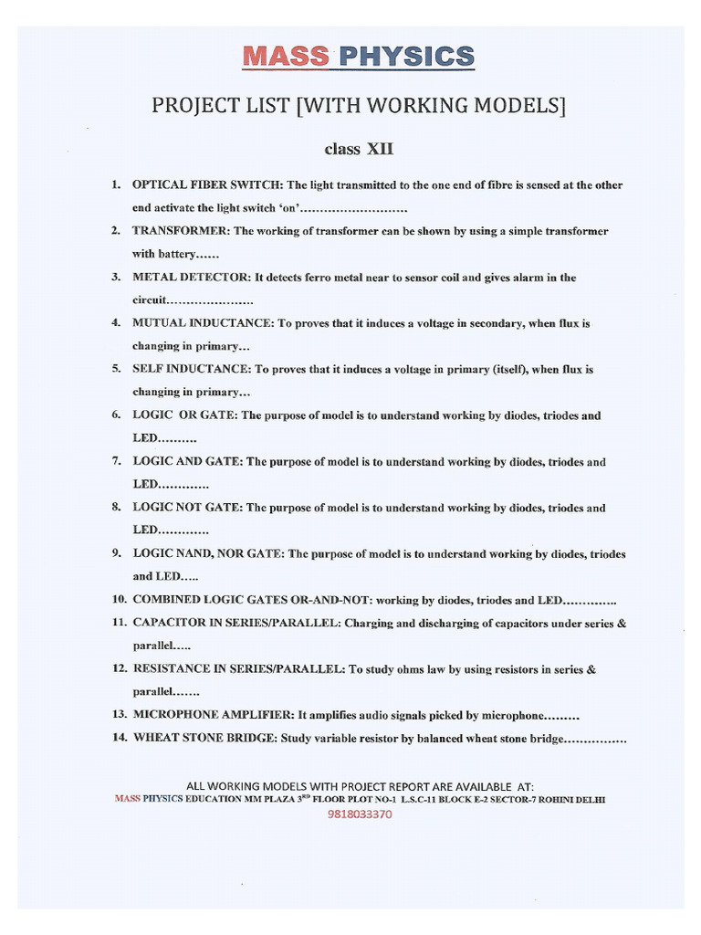 List of Working Models | PDF