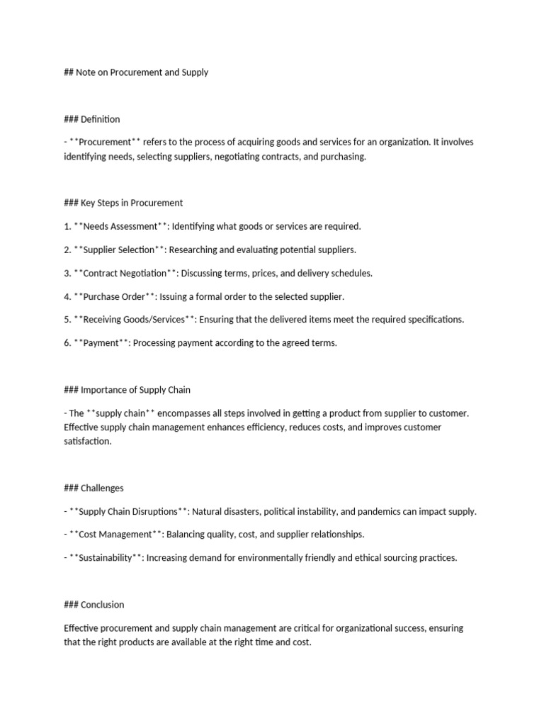 Note On Procurement | PDF