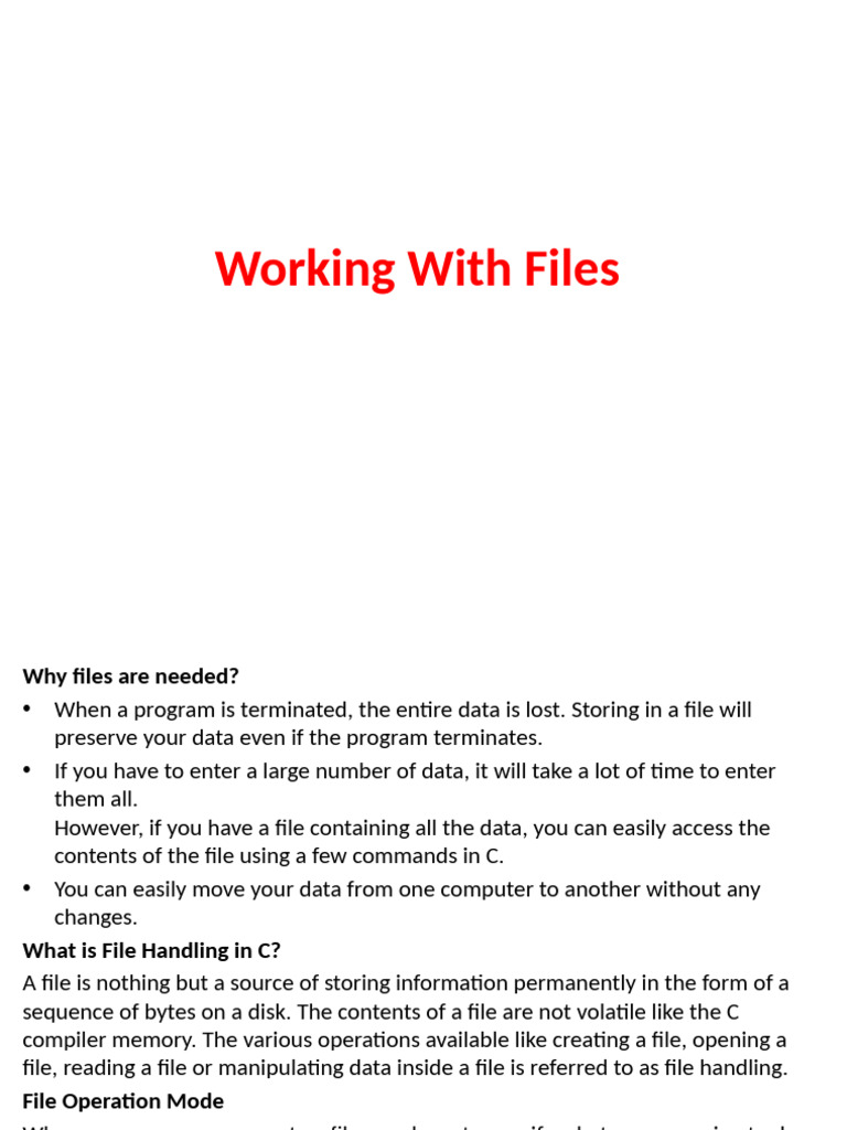 Working With Files Pdf Computer File Pointer Computer Programming 9111