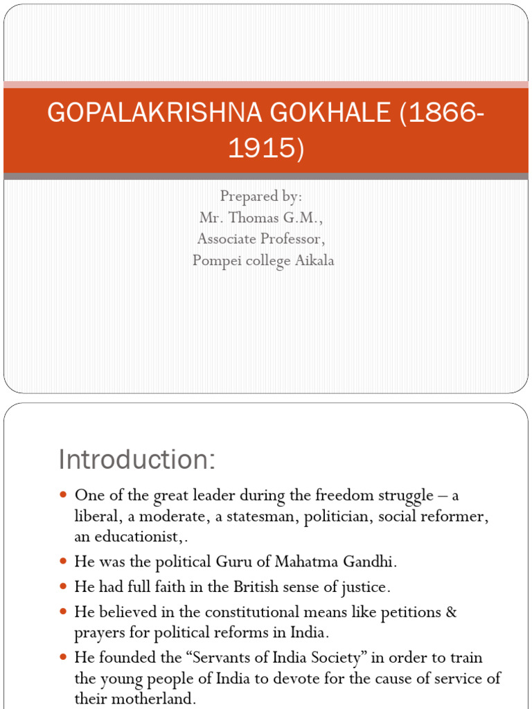 Gopalakrishna Gokhale (1866-1915) | PDF