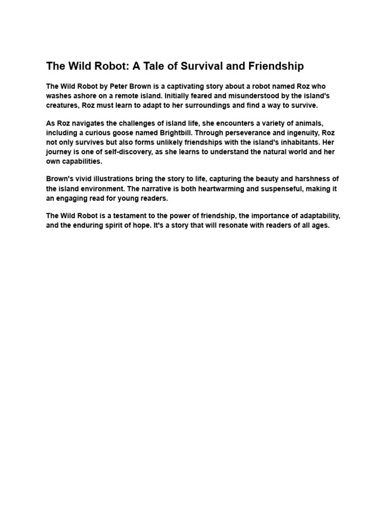 The WIld Robot Book Report | PDF