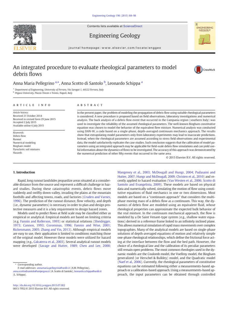 An Overview of Debris-Flow Mathematical Modelling | PDF | Viscosity ...
