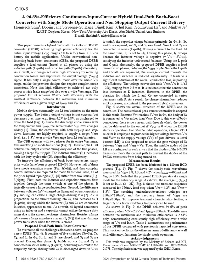 A 96.6-Efficiency Continuous-Input-Current Hybrid Dual-Path Buck-Boost ...