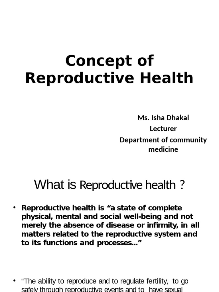 Concept of Reproductive Health | PDF | Maternal Death | Maternal Health