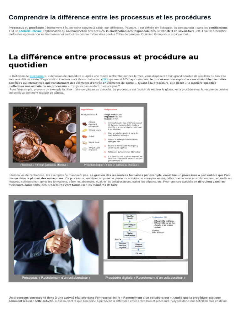 Différences entre processus et procédures | PDF | Lean (production ...
