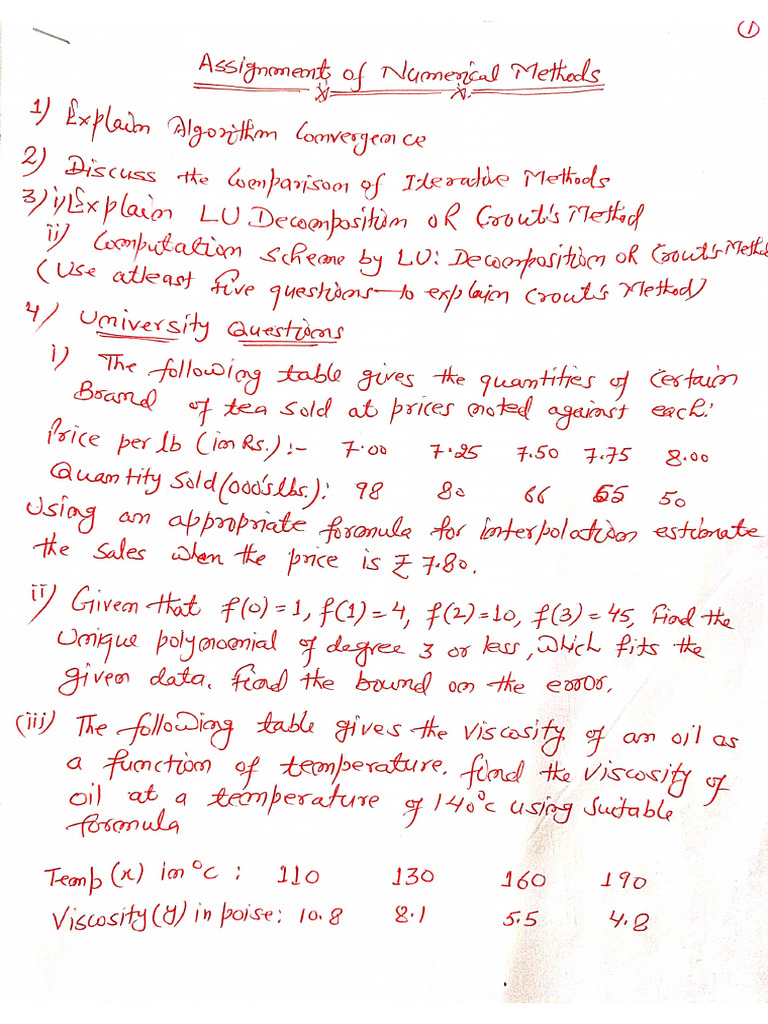 Assignment of Num. Methods | PDF