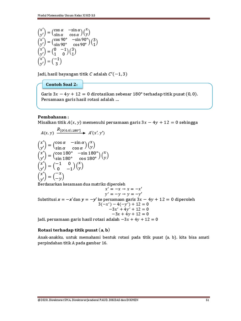 Hasil Rotasi Titik dan Garis Matematika | PDF