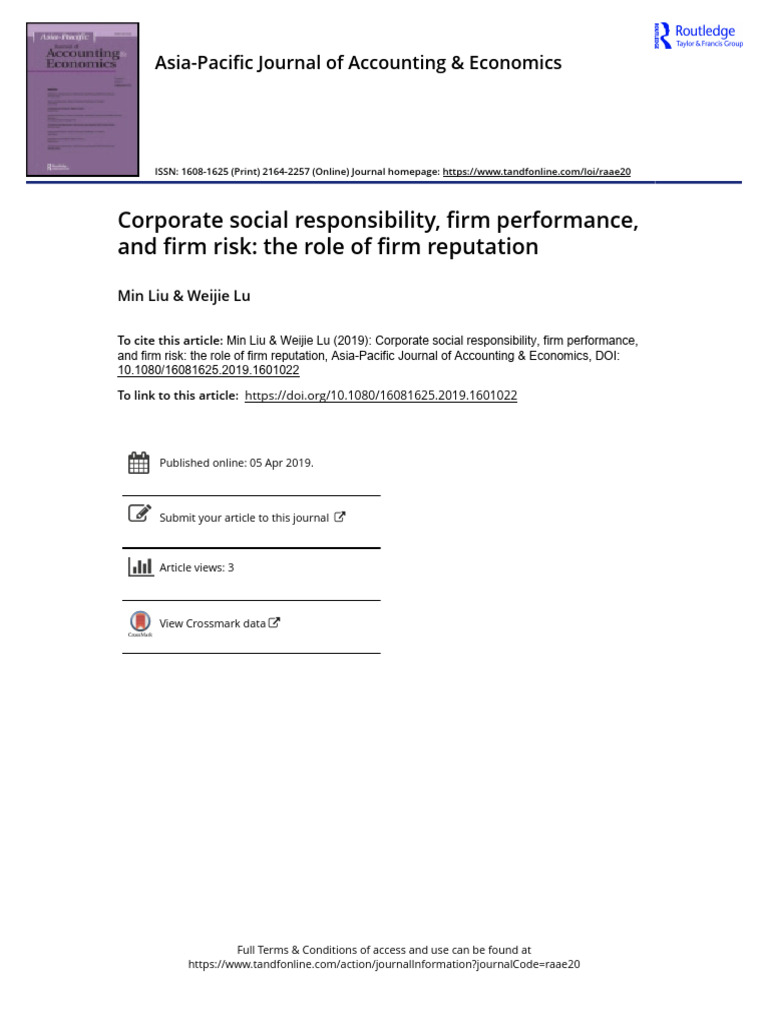 W6 - CSR and Firm Performance | PDF | Corporate Social Responsibility | Linear Regression