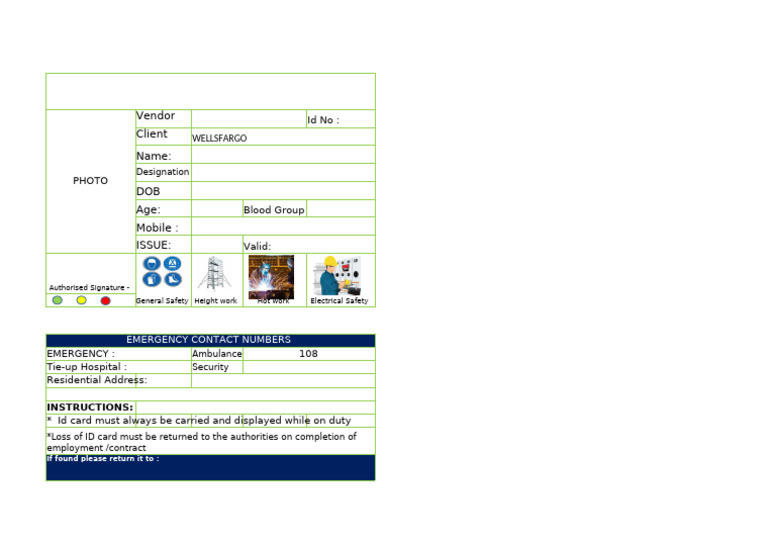 Labour ID Card Format and Guidelines | PDF