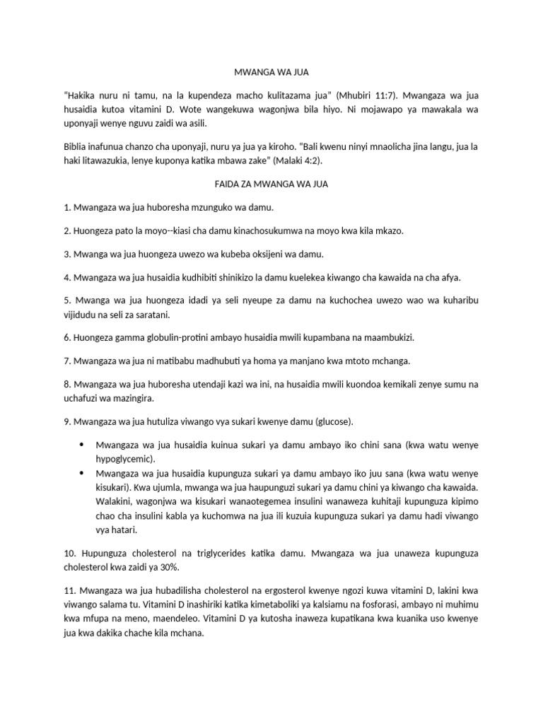 MWANGA WA JUA - Office | PDF