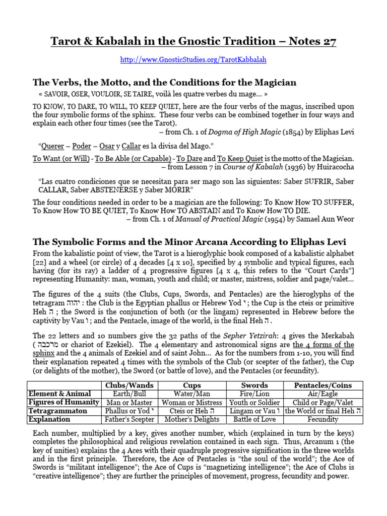 Gnostic Tarot and Kabalah Notes 27e | PDF | Major Arcana