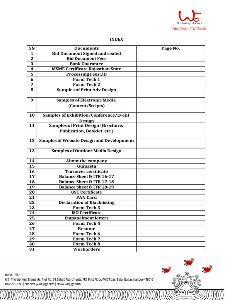 Comprehensive Bid Document Checklist | PDF