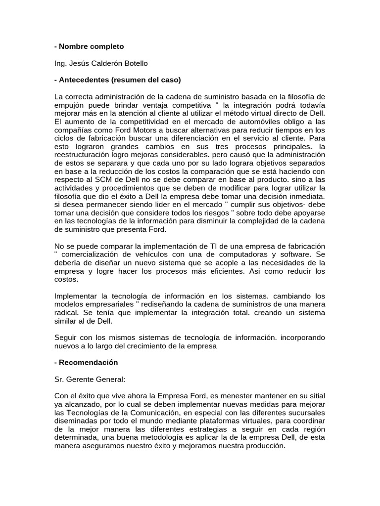 Caso Ford Word | PDF | Business | Dell