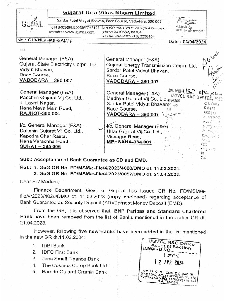 11 - 30 - 43 - Doc6 - BANK LIST FOR BG SD AND EMD | PDF
