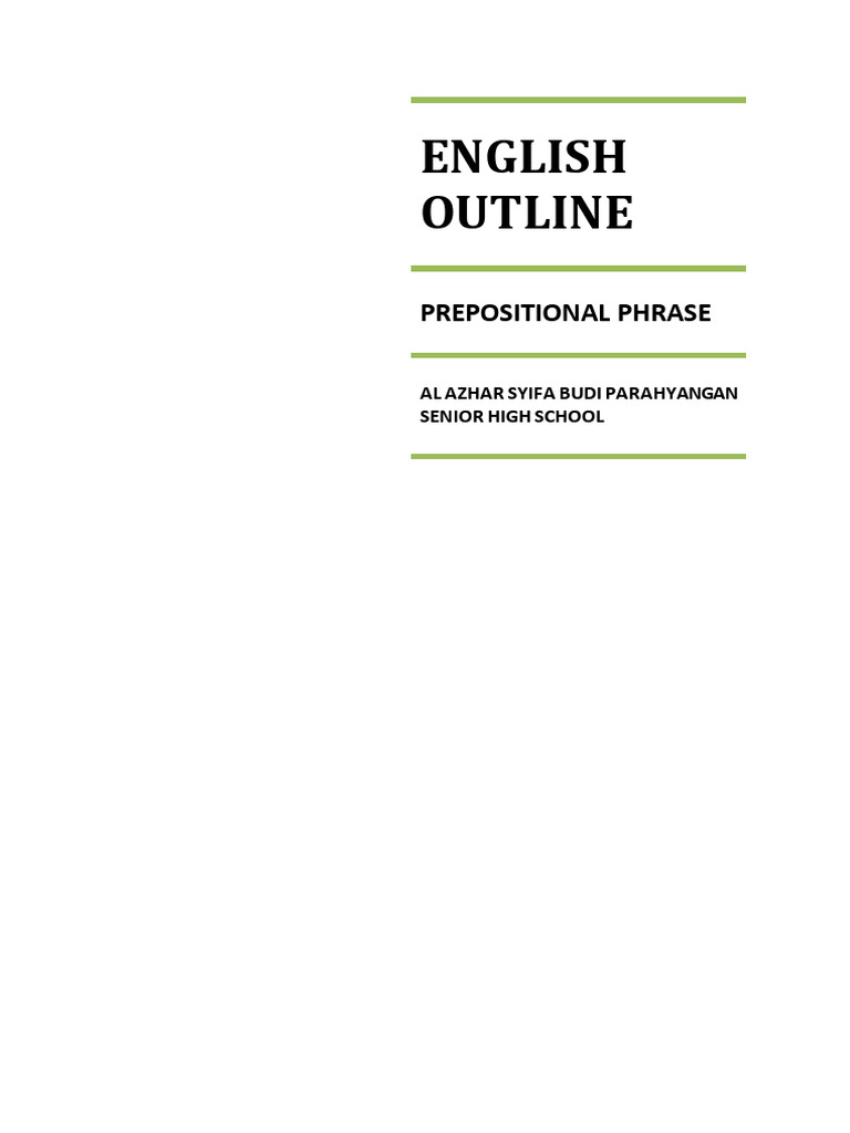 Outline11 Prepositionalphrasepdf Pdf Preposition And Postposition