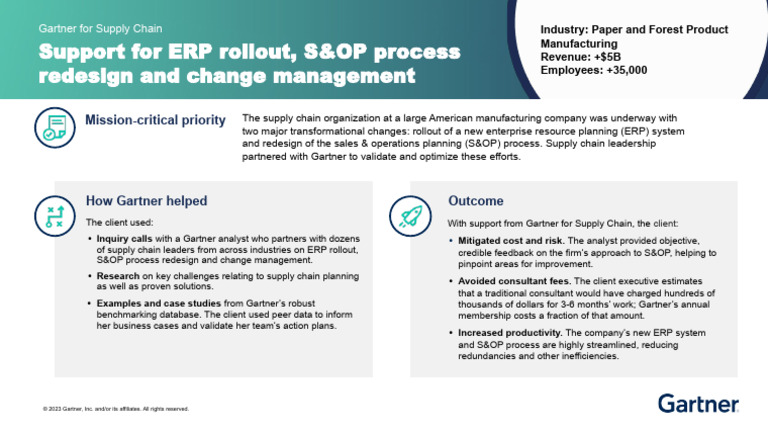 Support For Erp Rollout S Op Process Redesign and Change Management ...