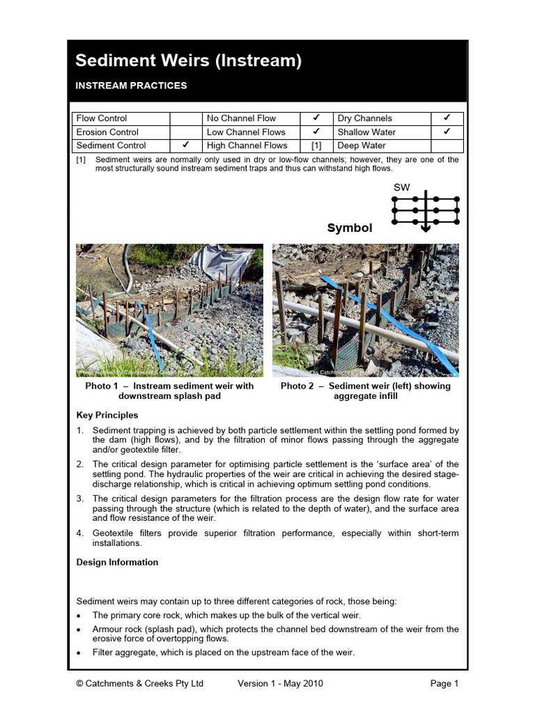 Sediment Weirs Instream | PDF | Filtration | Discharge (Hydrology)