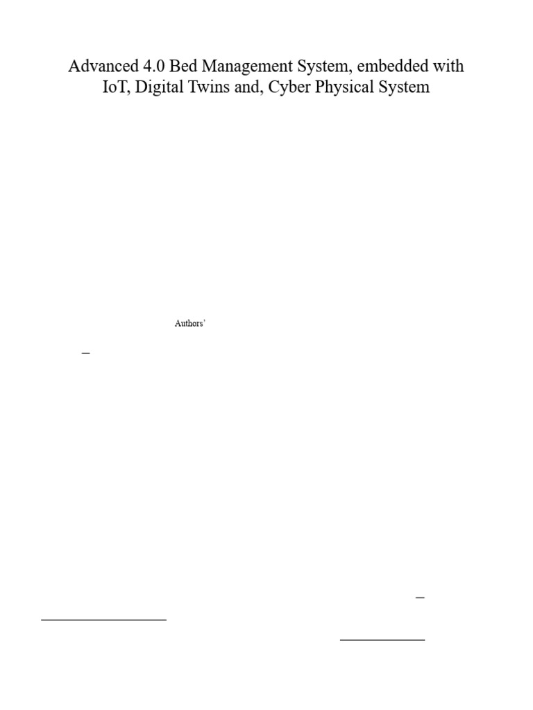 Advanced 4.0 Bed Management System, Embedded With IoT, Digital Twins ...
