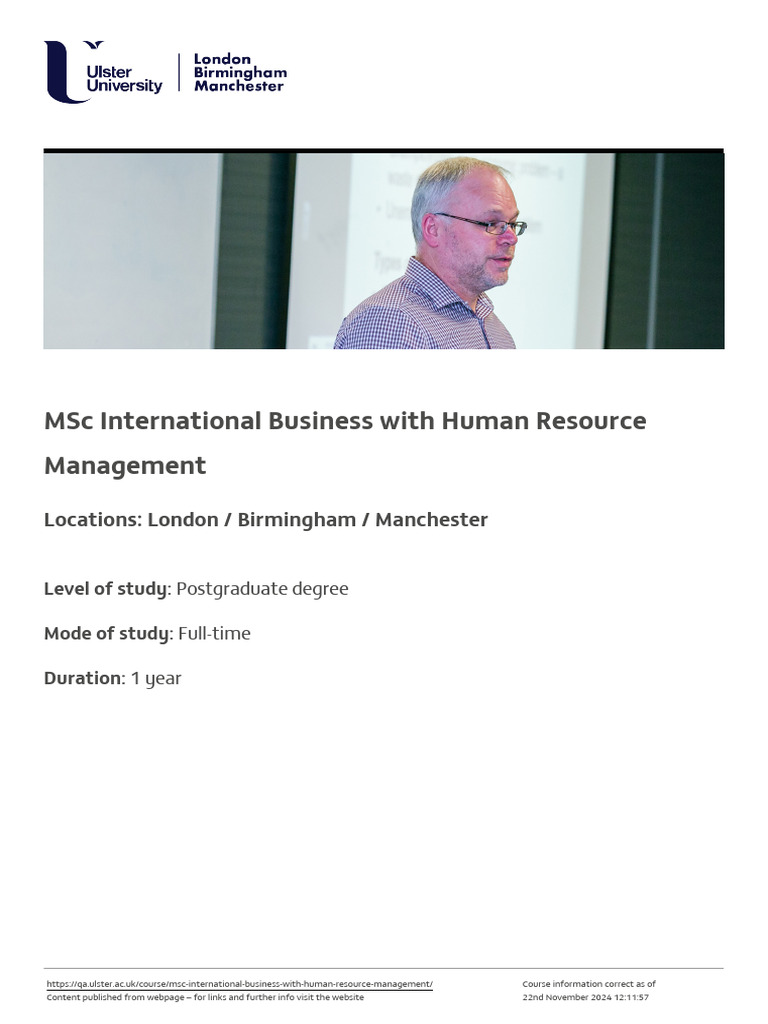 MSC International Business With Human Resource Management | PDF ...