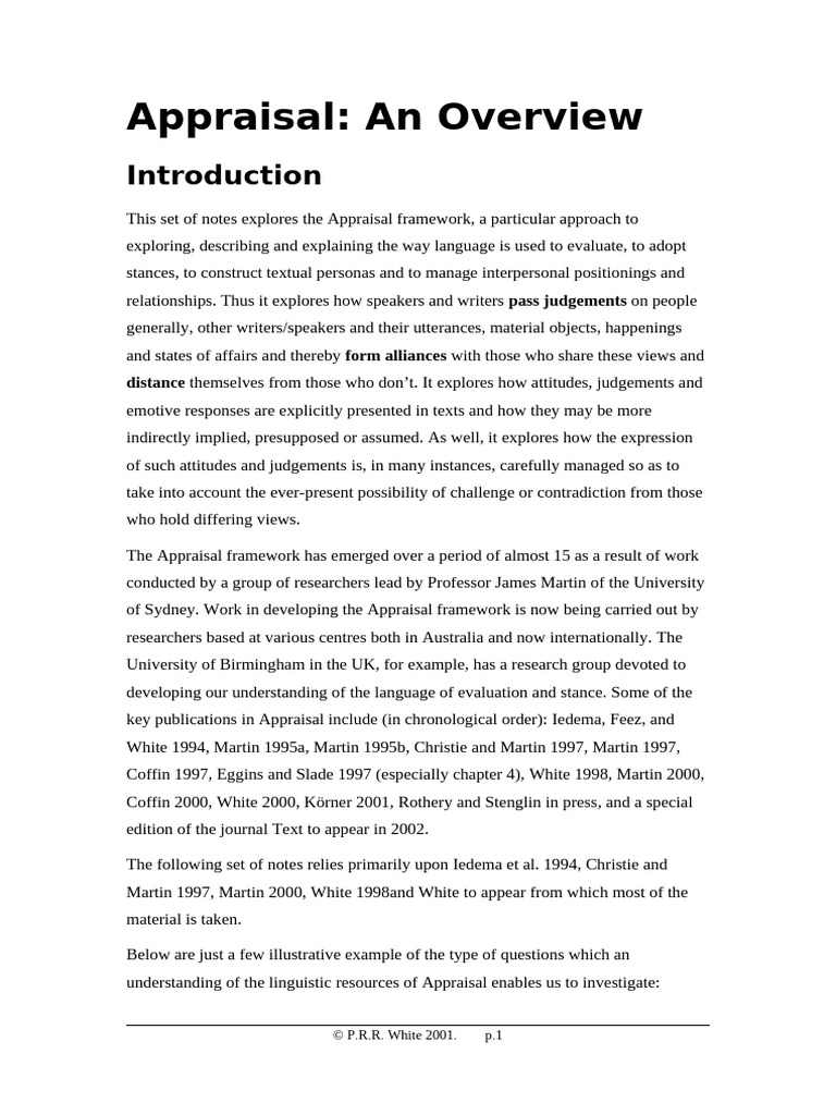 Appraisal Overview | PDF | Human Communication | Linguistics