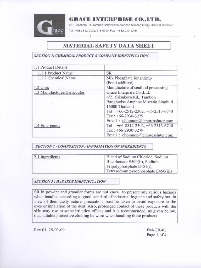 MSDS SR | PDF