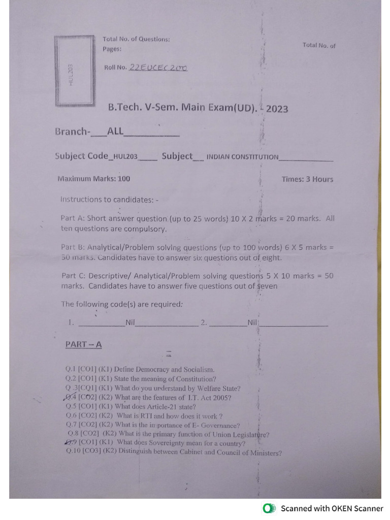 5 TH Sem End Sem Papers | PDF