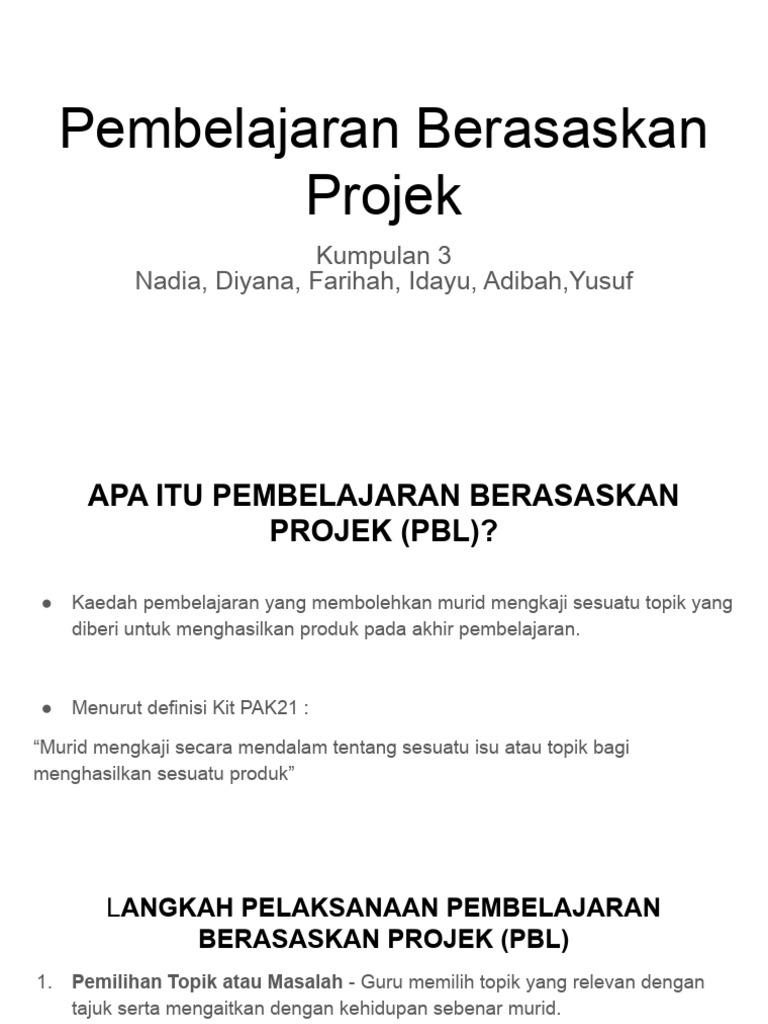 Pembelajaran Berasaskan Projek | PDF