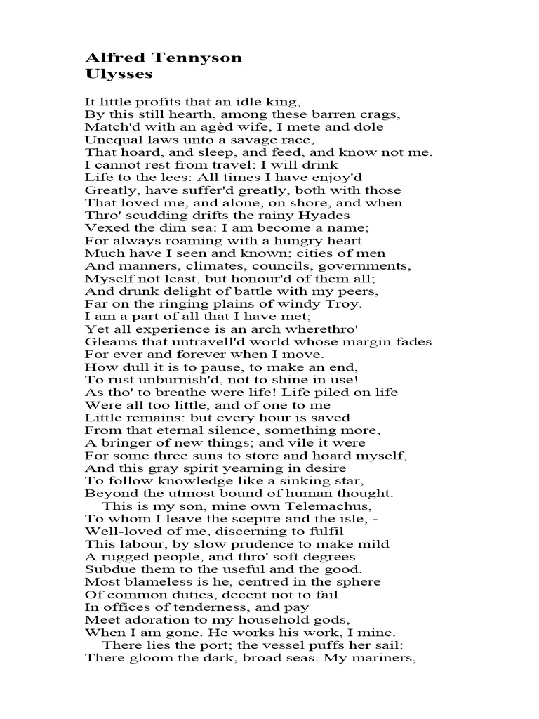 Alfred Tennyson - Ulysses | PDF